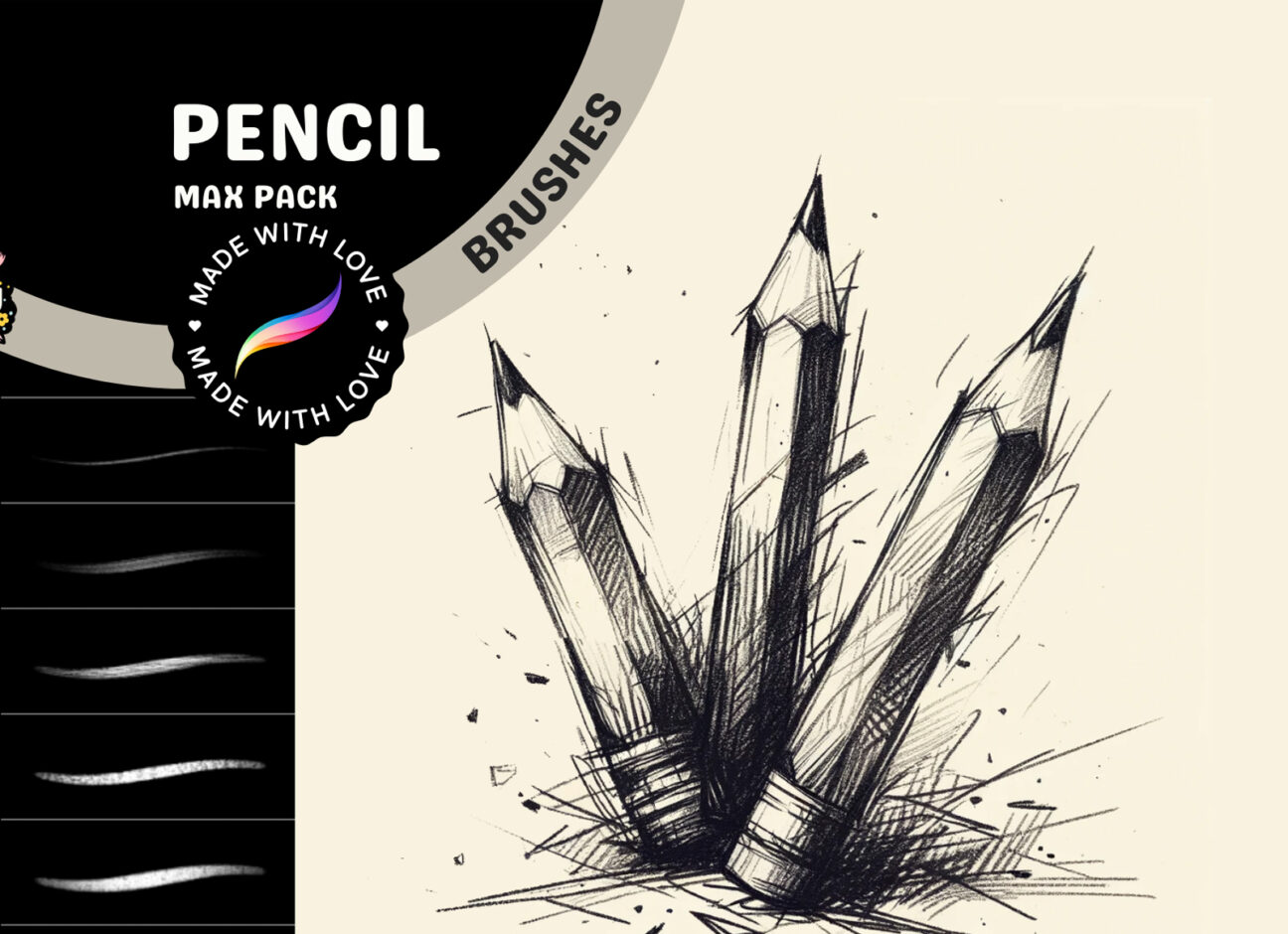 Pencil Sketch Hatch Procreate Brushes - GraphicsBunker