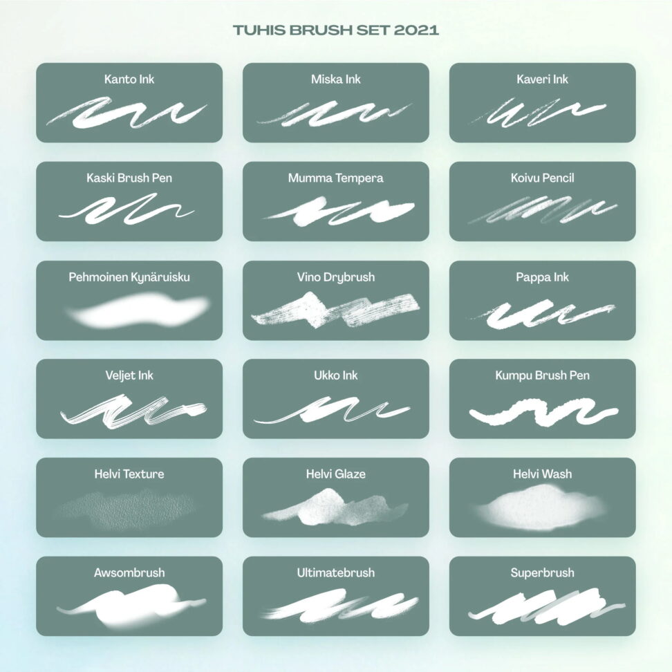 Tuhis Brush Set 2021 For Procreate - GraphicsBunker