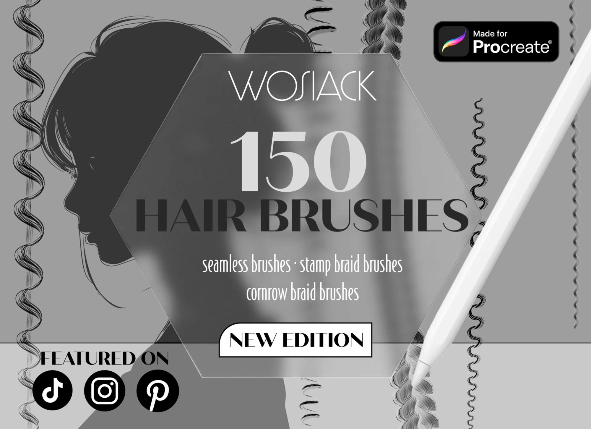 150 Hair Brushes For Procreate - GraphicsBunker