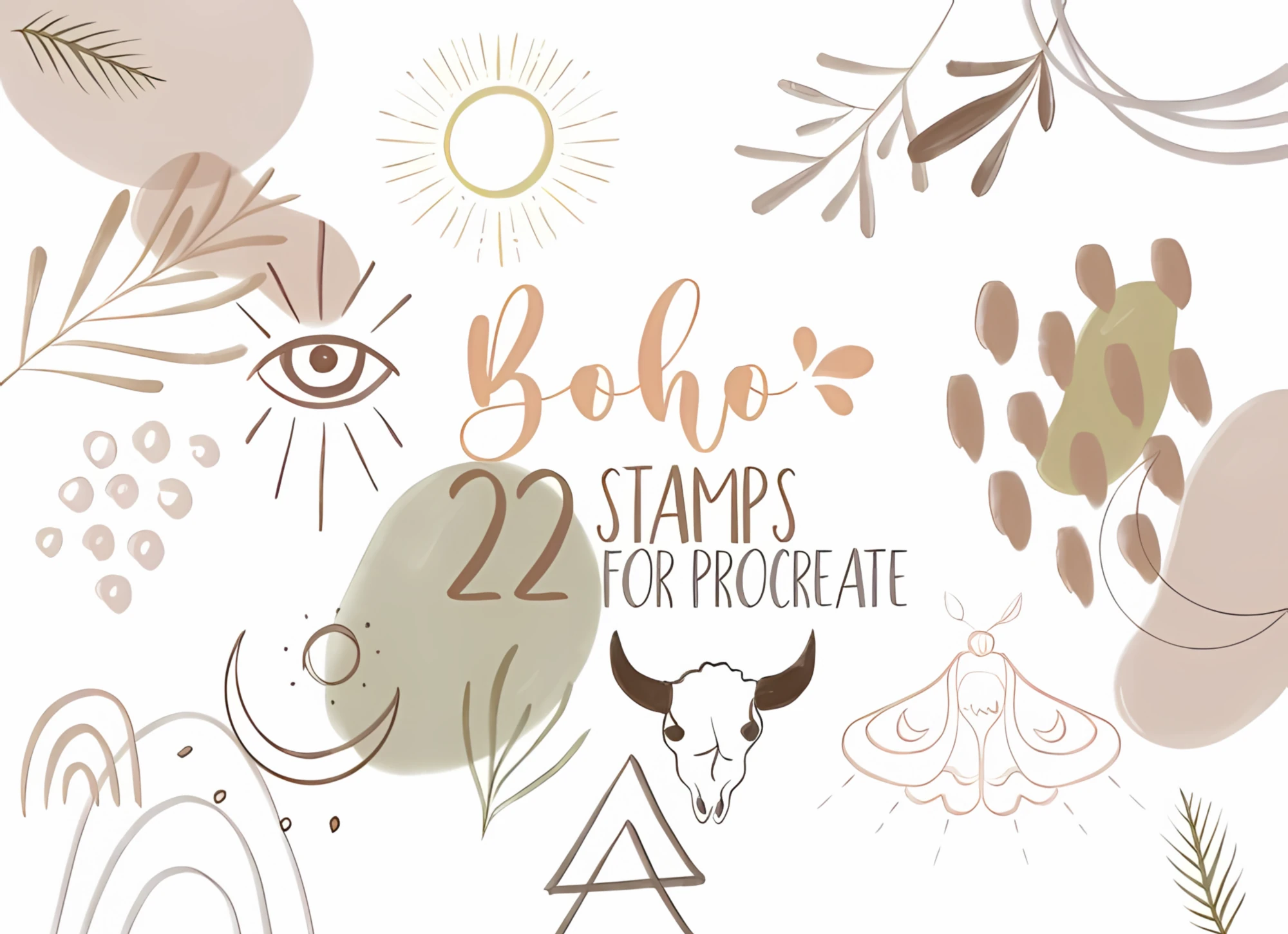 Boho Procreate Stamp Brush Set - GraphicsBunker