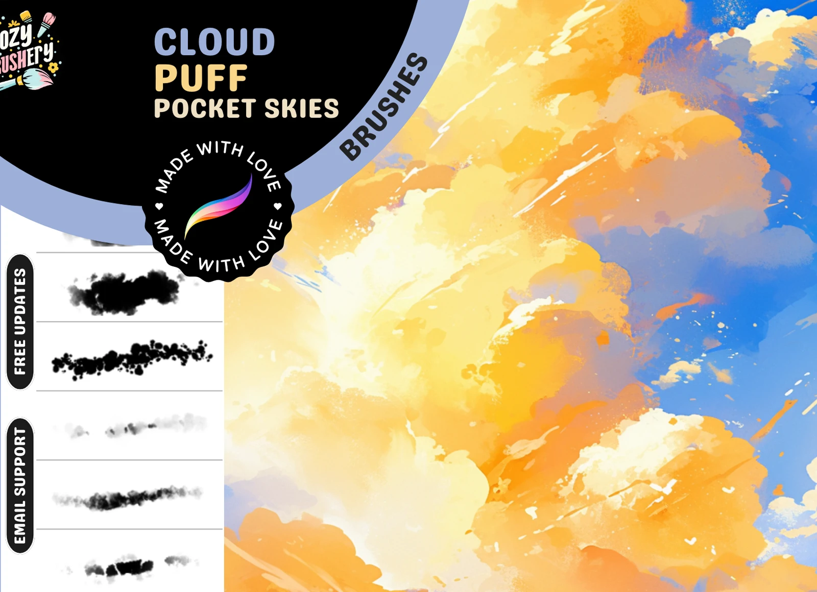 Cloud Puff Pocket Skies Brushes - GraphicsBunker