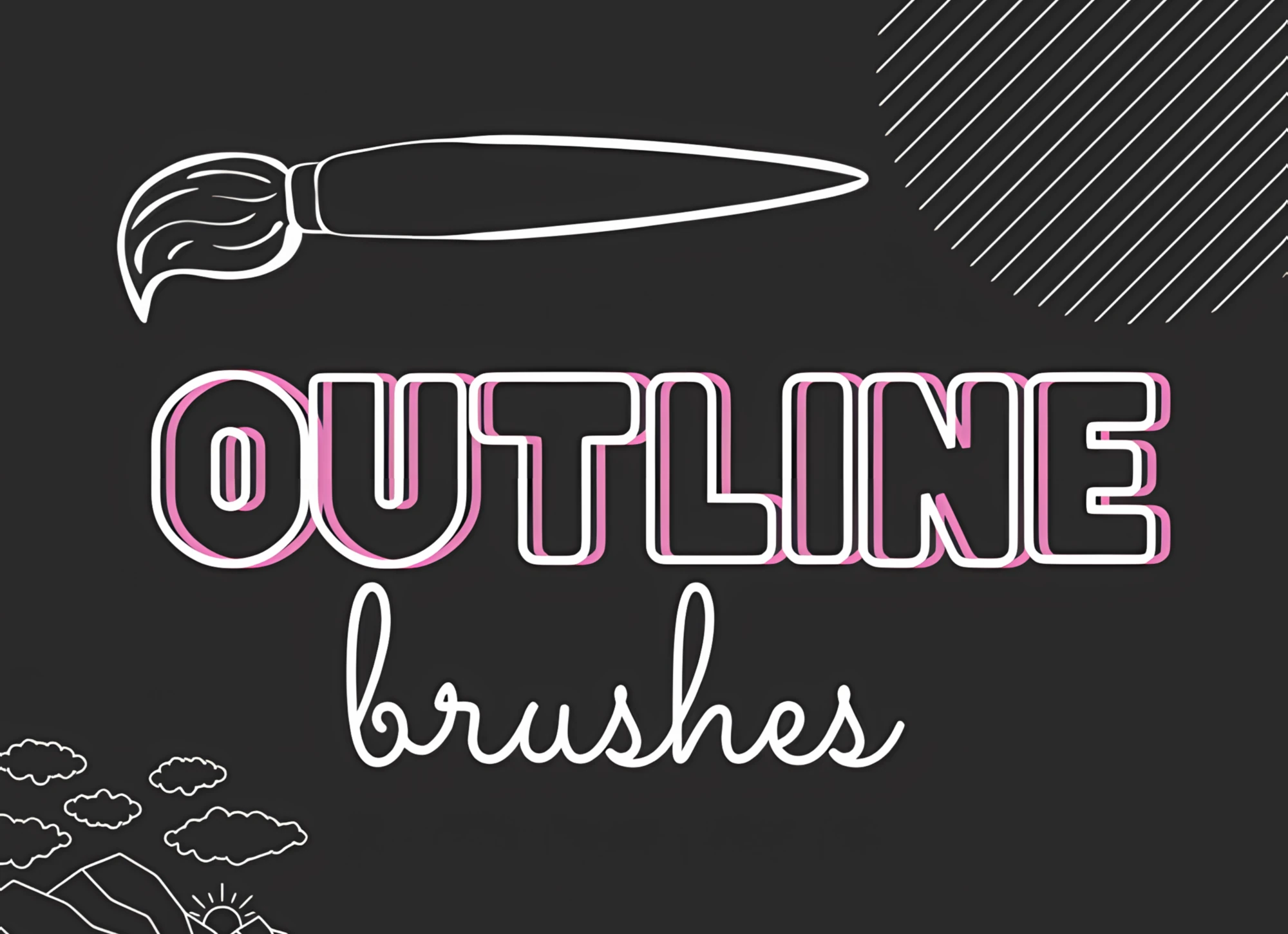 Outline Brushes Pack For Procreate - GraphicsBunker
