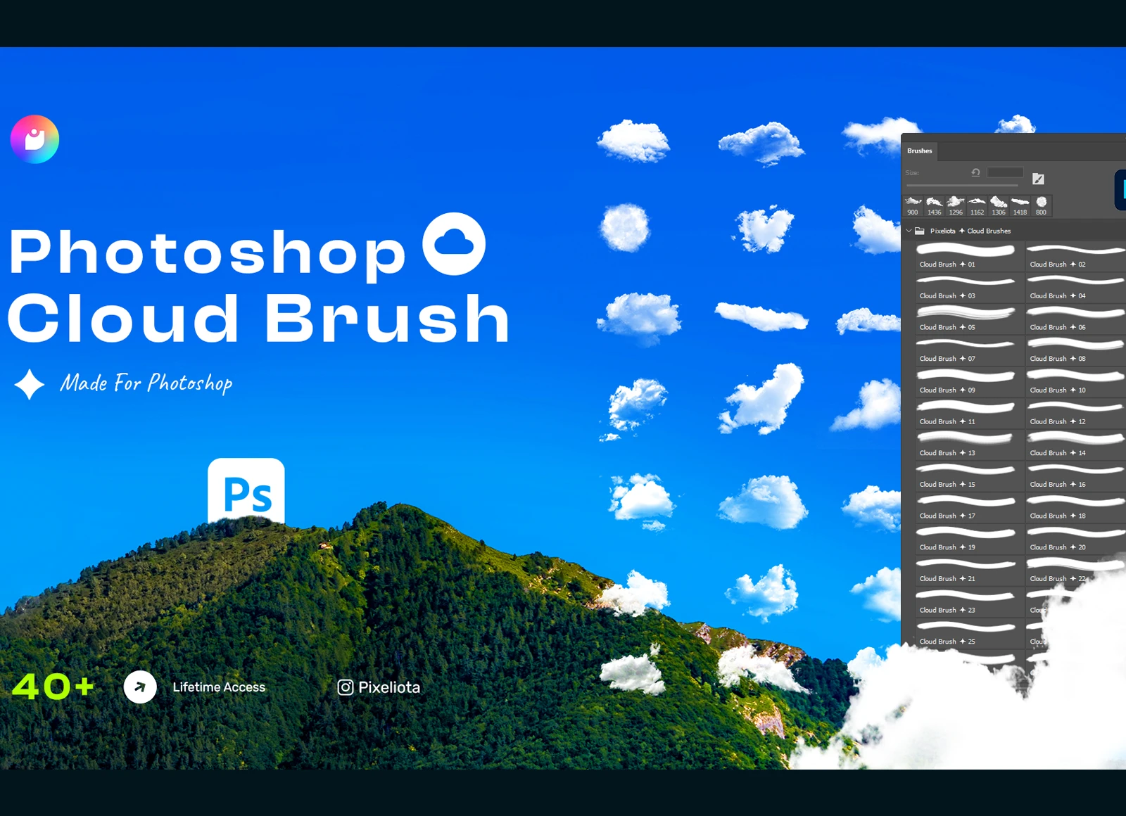 Photoshop Cloud Brushes Abr - GraphicsBunker