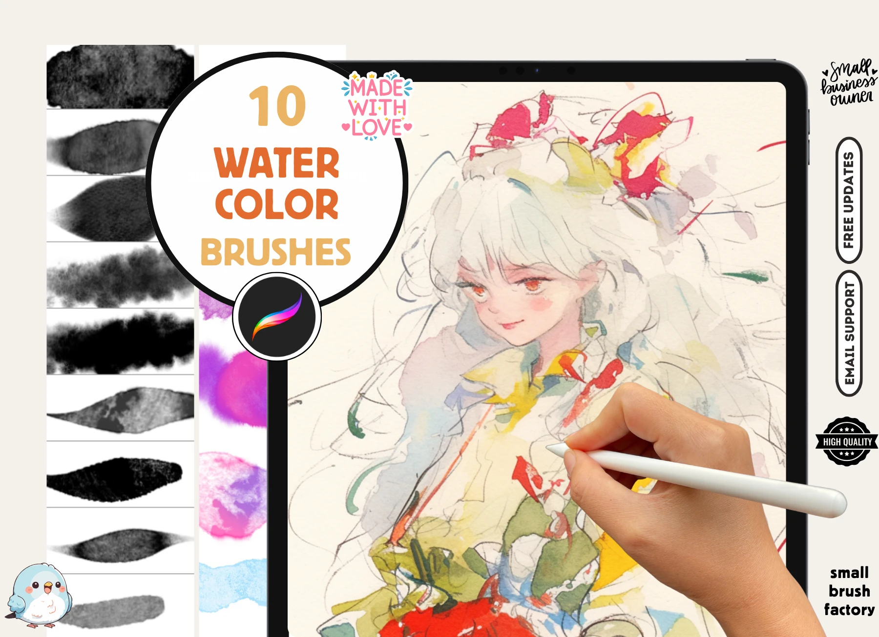 Realistic Watercolor Procreate Brushes - GraphicsBunker