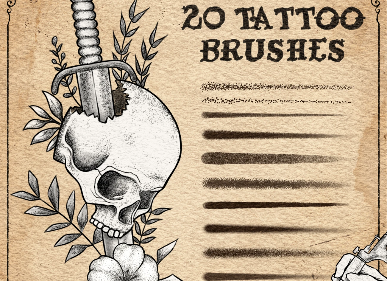 Traditional Tattoo Procreate Brushes - GraphicsBunker