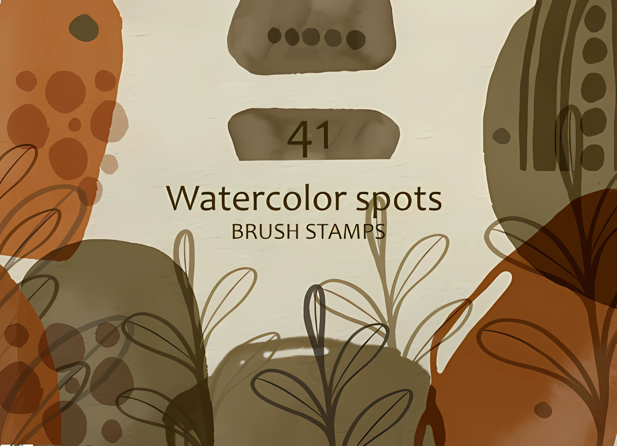 Watercolor Spot Brush Stamps - GraphicsBunker
